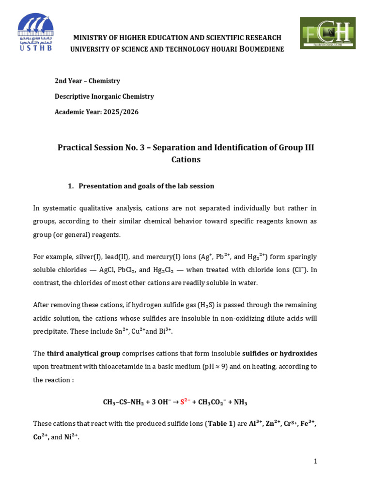 Group III Cations Identification Lab | PDF | Hydroxide | Precipitation ...
