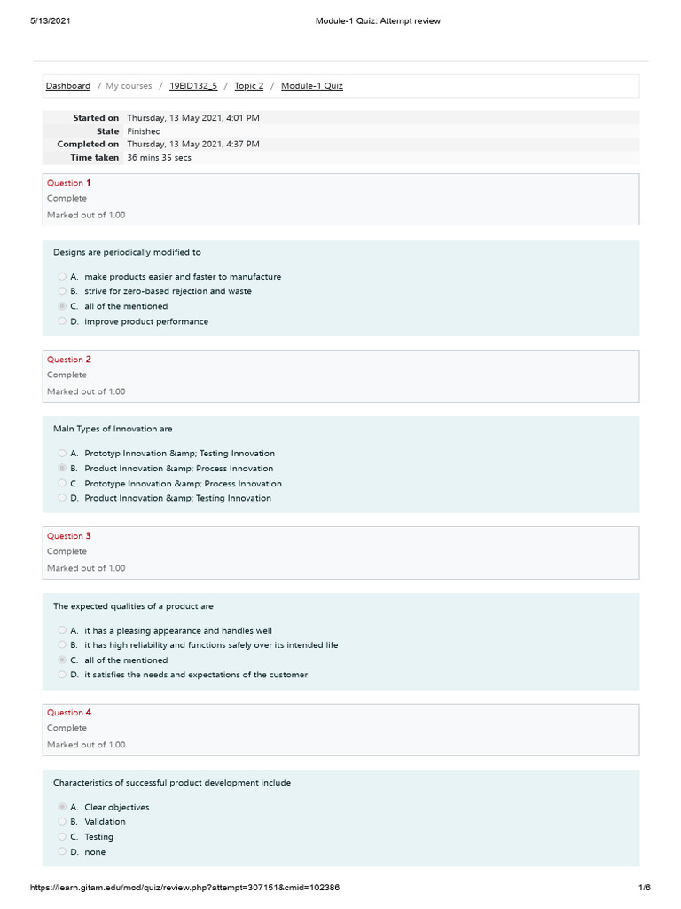 Module 1 Quiz Review on Product Development | PDF | New Product ...