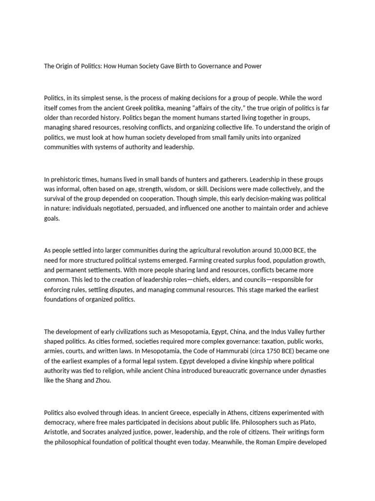 The Origin of Political | PDF | Monarchy | Society