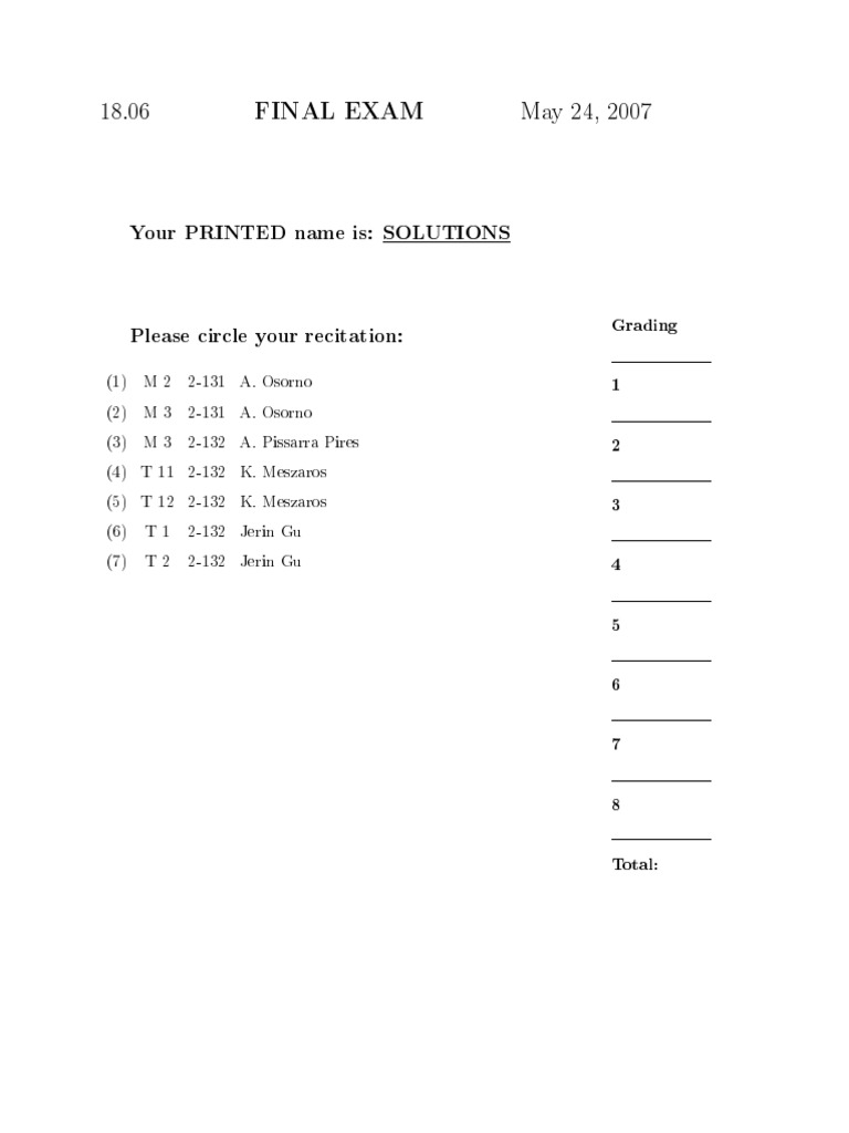Final | PDF | Eigenvalues And Eigenvectors | Functions And Mappings