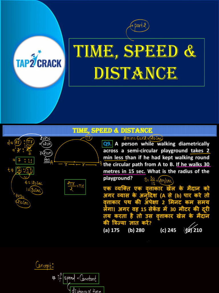 [Arithmetic Maths] [Time, Speed and Distance] [Class PDF] Ti (2) | PDF
