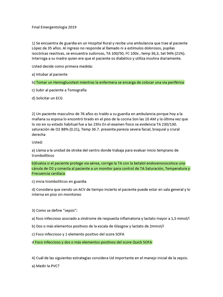 Final Emergentologa Choice | PDF | Reanimación cardiopulmonar | Insuficiencia cardíaca