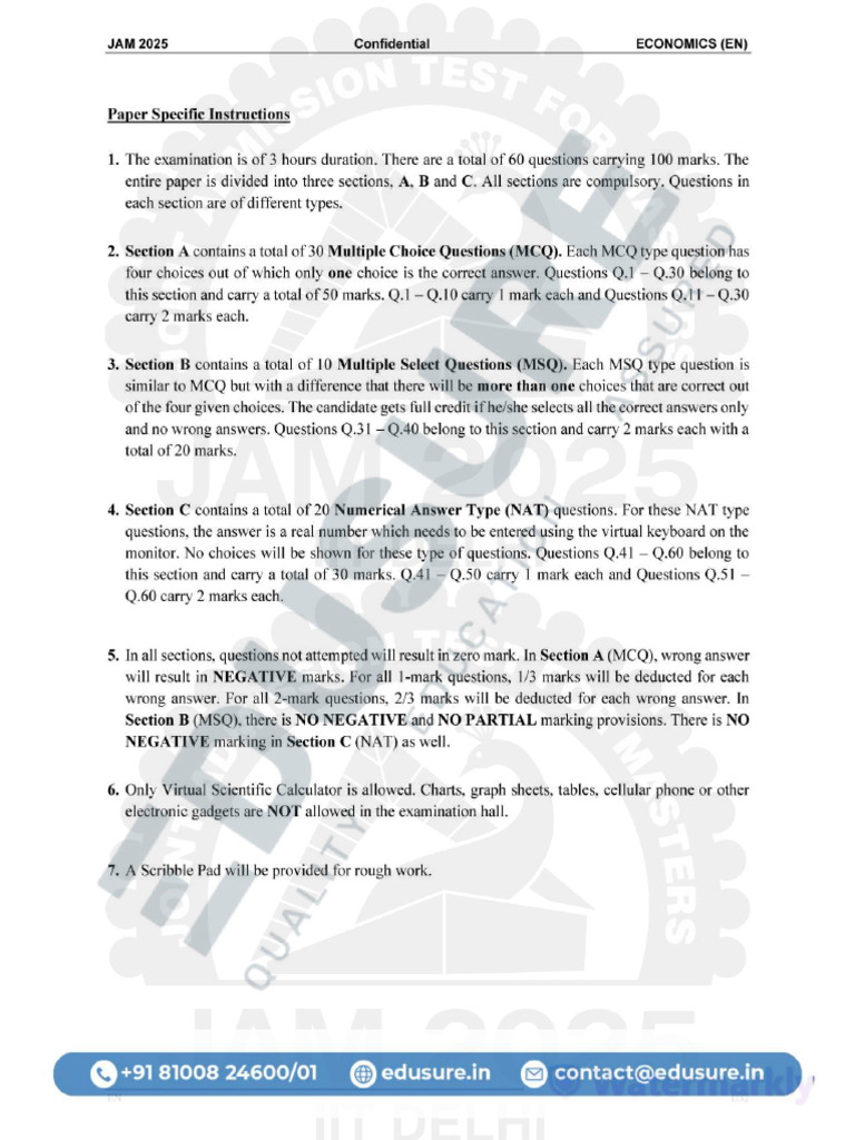 IIT JAM 2025 Economics Question Paper | PDF