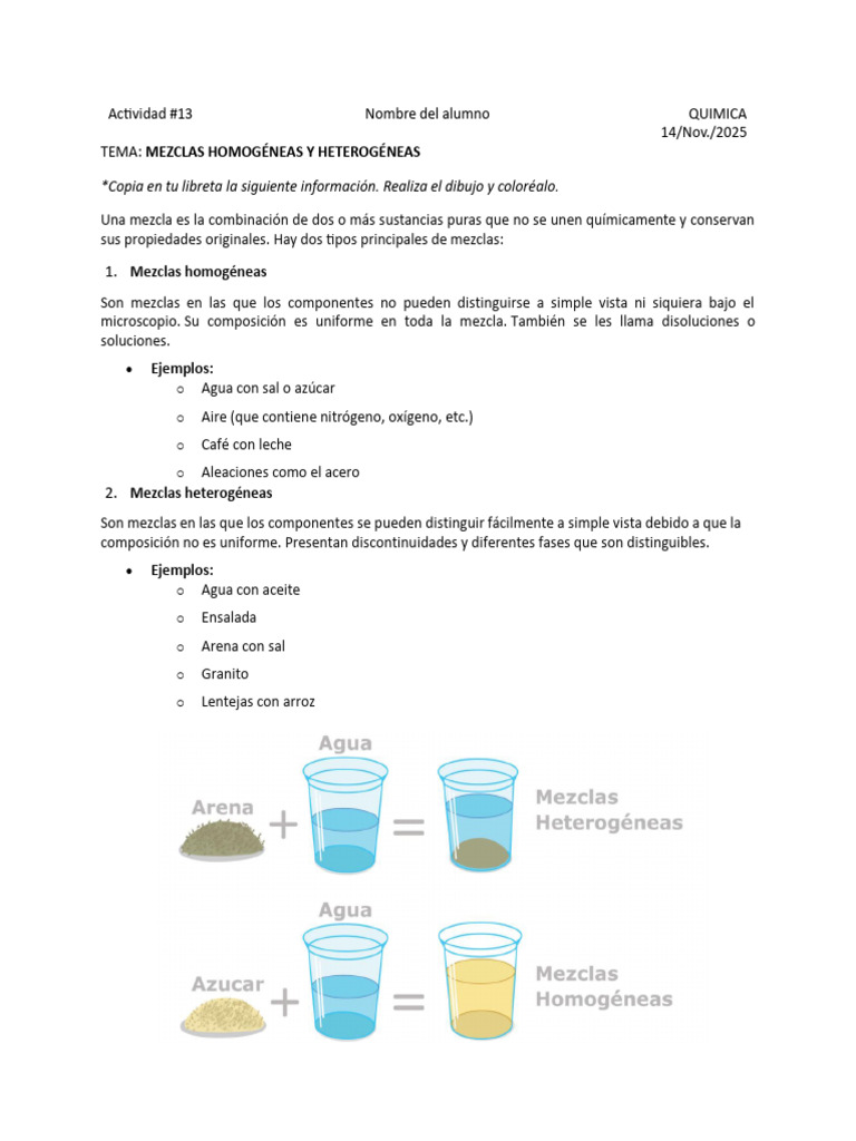 Tipos de Mezclas: Homogéneas y Heterogéneas | PDF