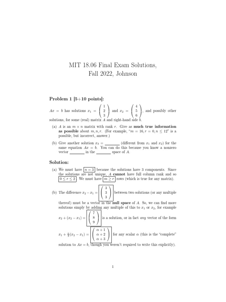 Final Sol | PDF | Eigenvalues And Eigenvectors | Matrix (Mathematics)