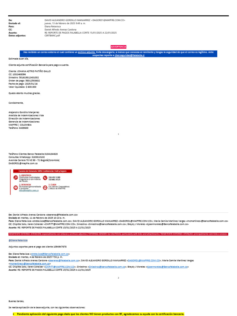 Re Reporte de Pagos Falabella Corte 15012025 A 22012025 (183 MB) | PDF