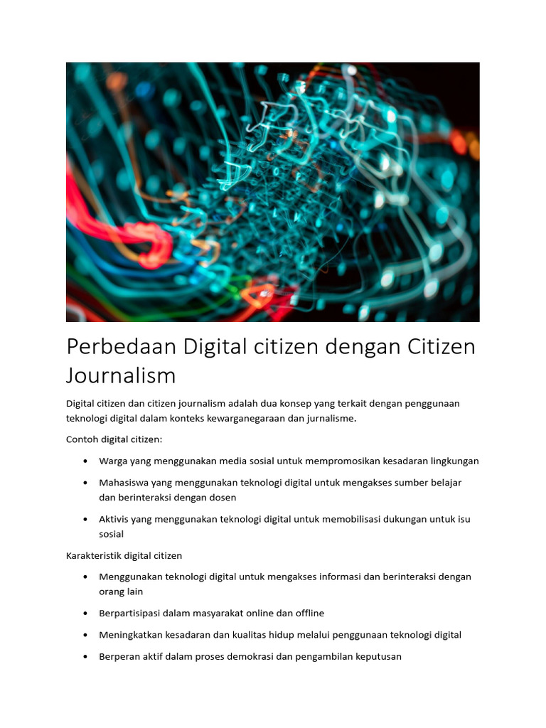 Perbedaan Digital Citizen Dengan Citizen Journalism | PDF