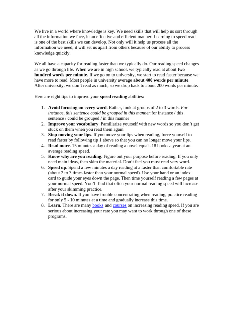 8 Tips for Effective Speed Reading | PDF
