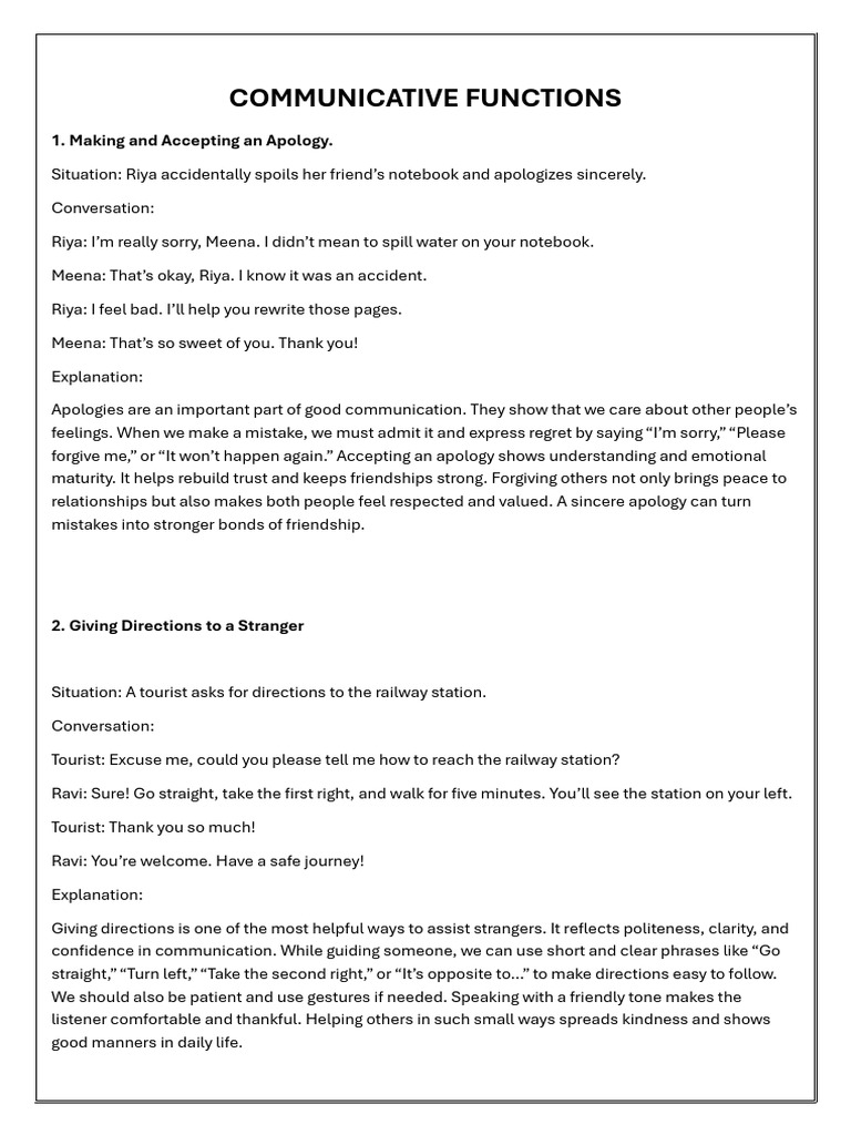 Communicative Functions | PDF | Gratitude