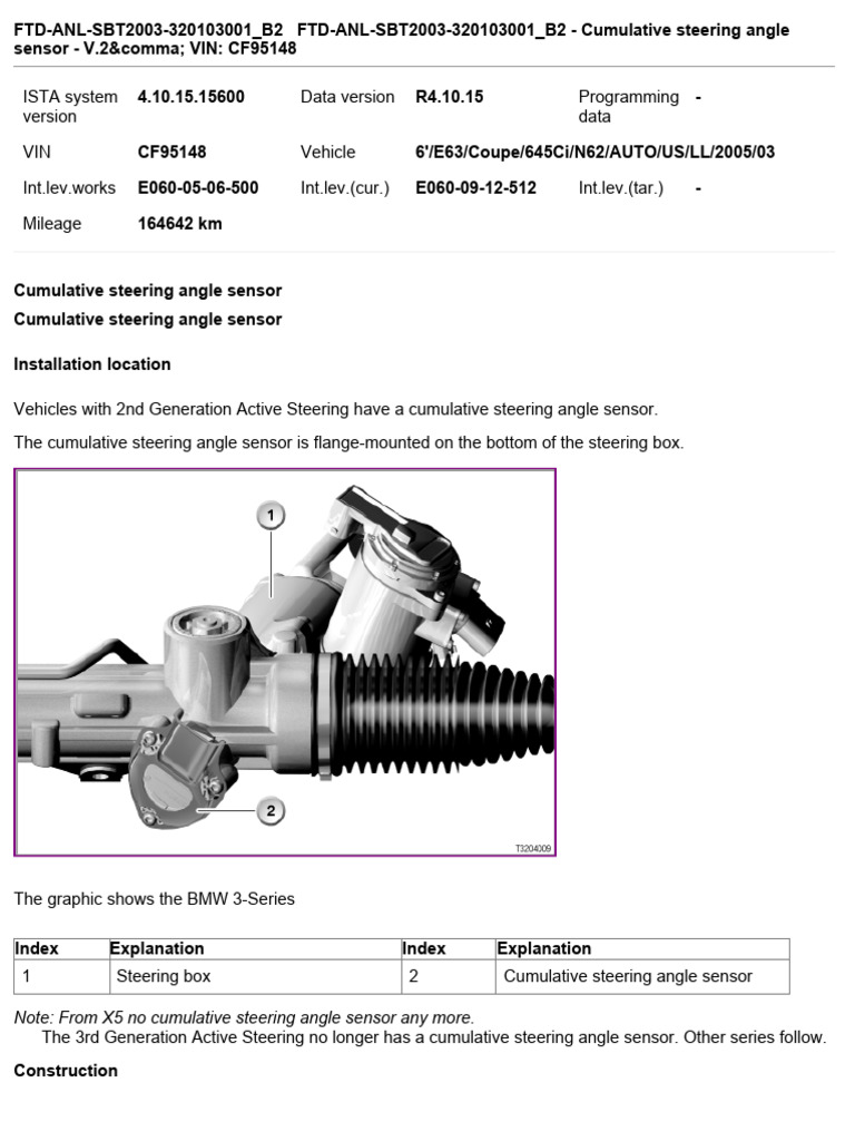 Cumulative Steering Angle Sensor Guide | PDF | Steering | Vehicle ...