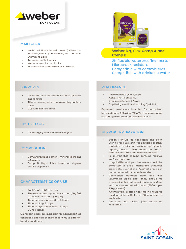 Weber Dry Flex Comp a and B | PDF | Mortar (Masonry) | Tile