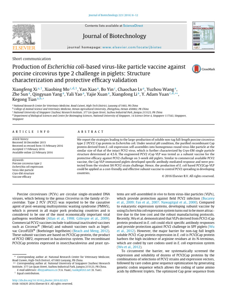 Production of Escherichia Coli-based Virus-like Particle Vaccine ...