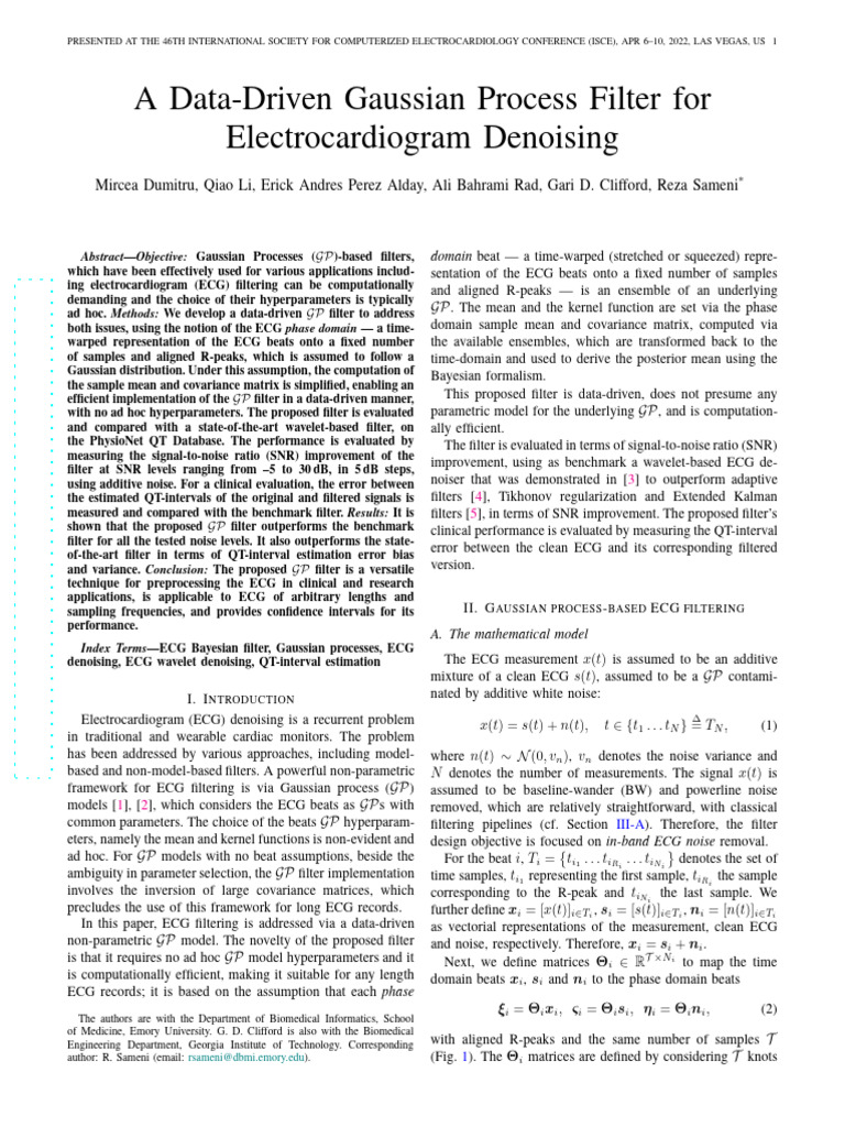 A Data-Driven Gaussian Process Filter For | PDF | Signal To Noise Ratio ...