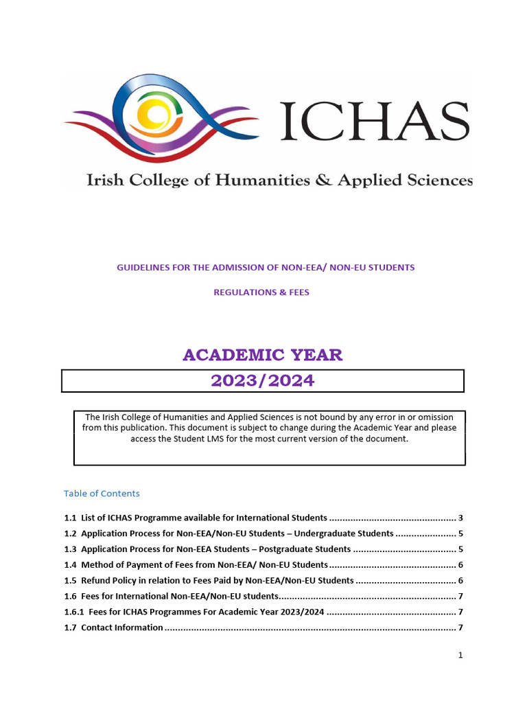ICHAS Non-EEA Student Admission Guide | PDF | Travel Visa ...