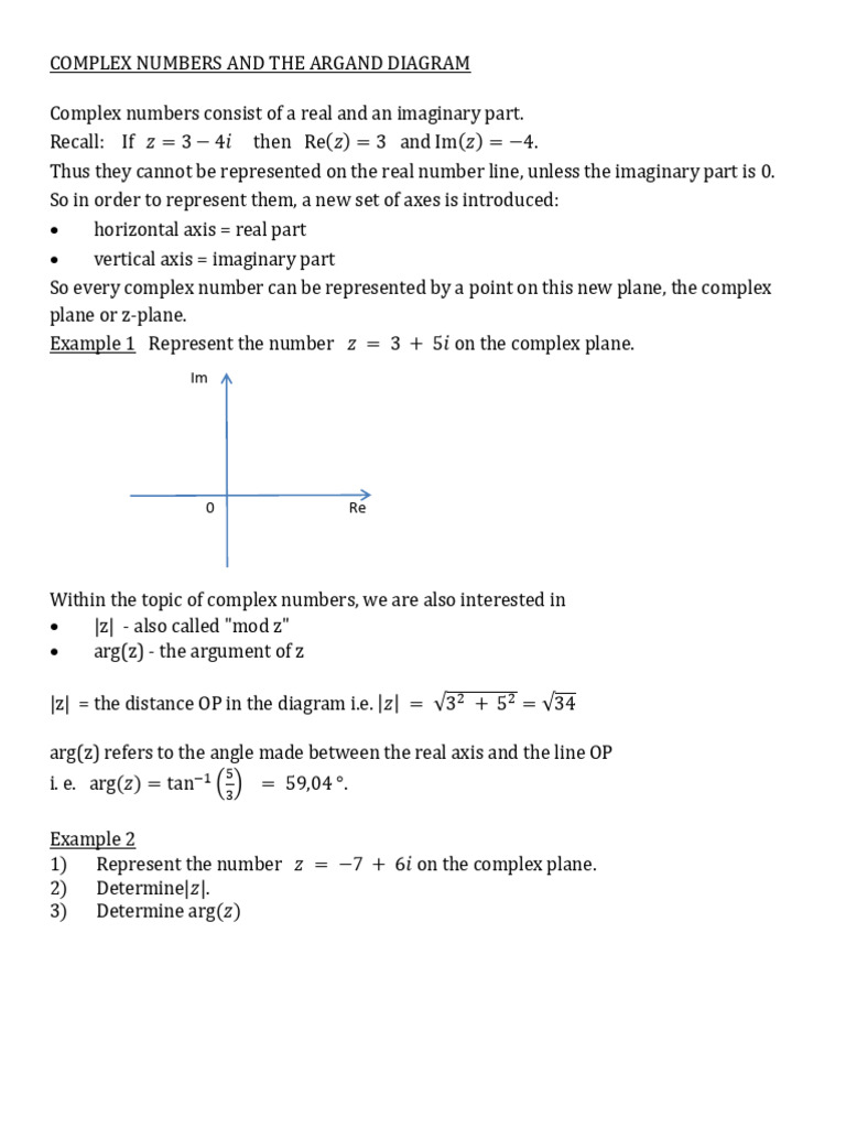 Complex Numbers and Argand Diagram Guide | PDF
