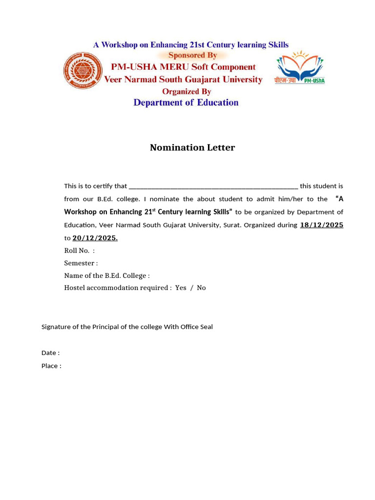 Nomination Letter Word 1 | PDF