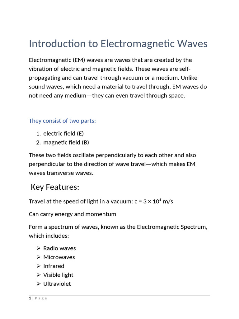 Introduction to Electromagnetic Waves[1] Copy | PDF | Transmission ...