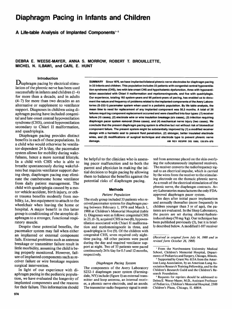 Diaphragm Pacing Outcomes in Children | PDF | Clinical Medicine