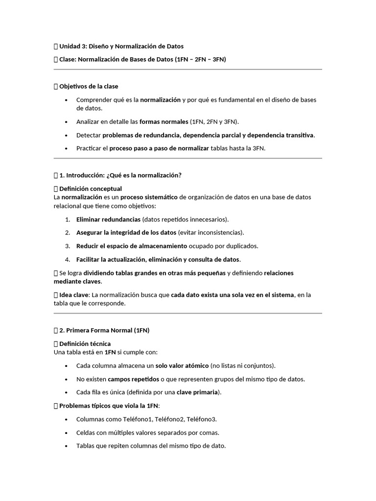 CLASE 9 - Primera Forma Normal | PDF | Ciencias de la Información ...