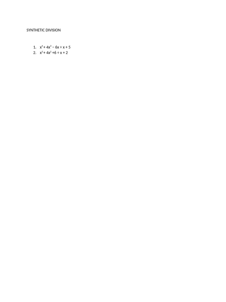 Synthetic Division | PDF
