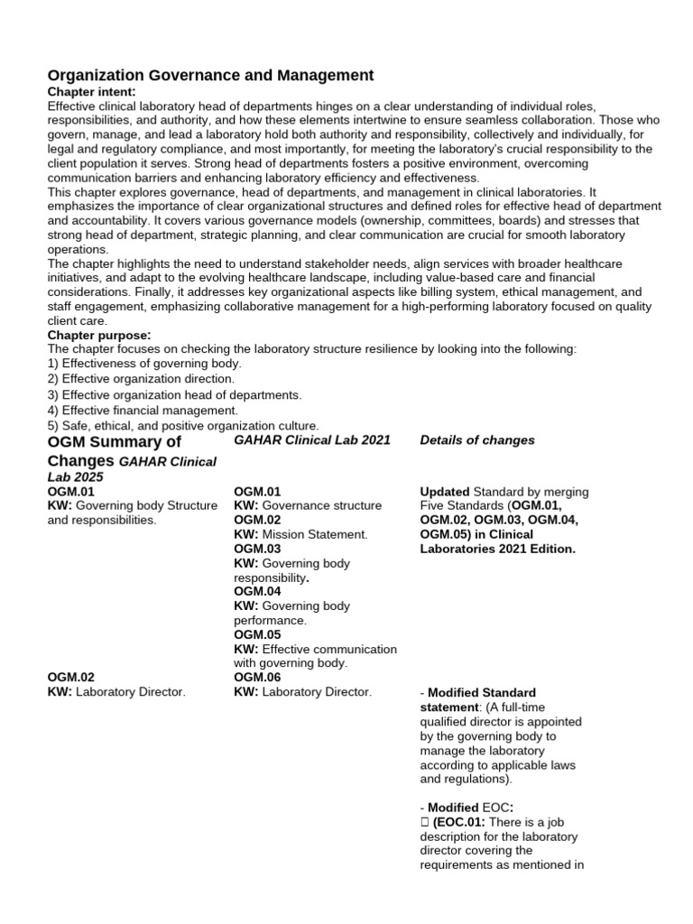 Clinical Laboratory Governance Essentials | PDF | Hazards | Strategic ...