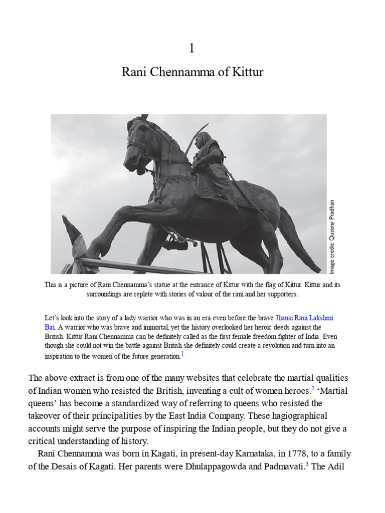 Kittur Rani Chennamma: A Warrior's Legacy | PDF