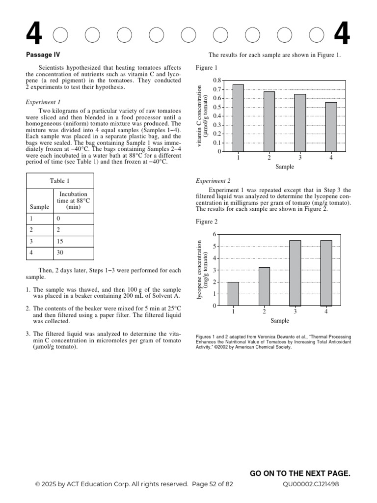 Science Passage 1 Preparing For The ACT | PDF | Water | Vitamin C