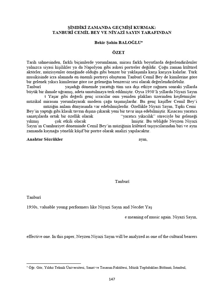 Simdiki Zamanda Gecmisi Kurmak Tanburi C | PDF