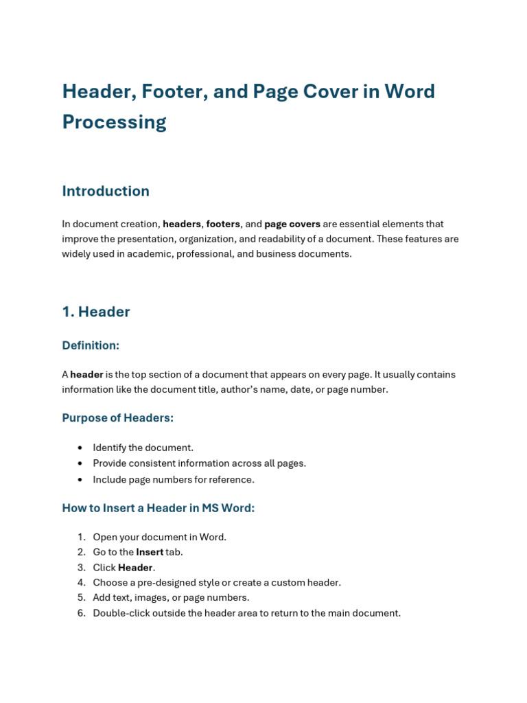 Mastering Headers, Footers, and Covers in Word | PDF | Microsoft Word ...