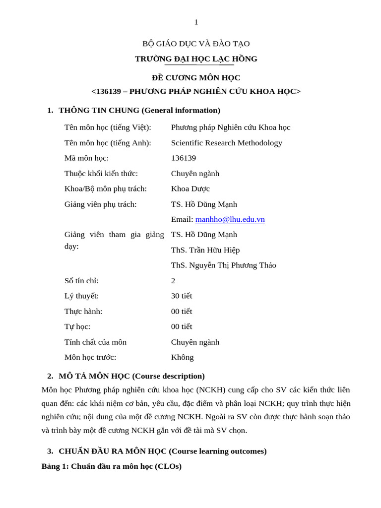 De Cuong Chi Tiet - 136139 - Phuong Phap NCKH - 2023.11.26 | PDF