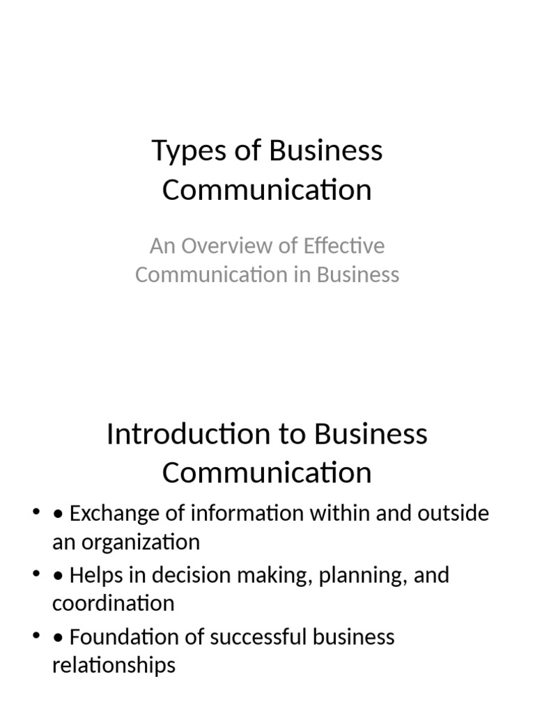 Types of Business Communication | PDF