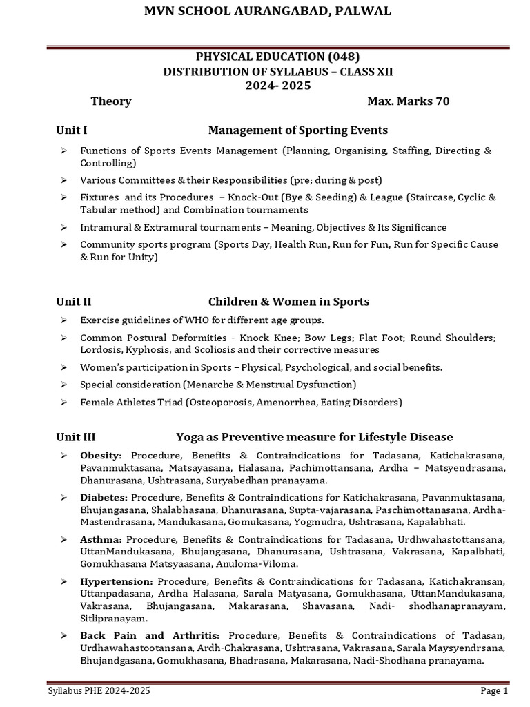Class - 12 Unit - 1 Physical Edu | PDF | Human Resources | Tournament