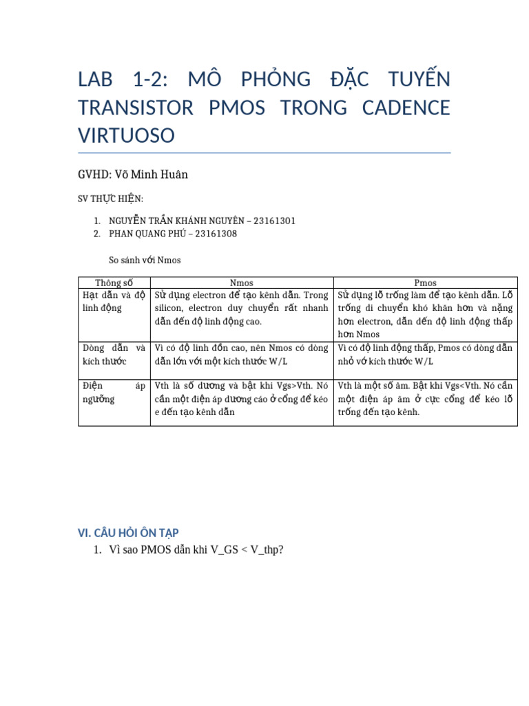 Lab1-2 Cadence Virtuoso PMOS | PDF