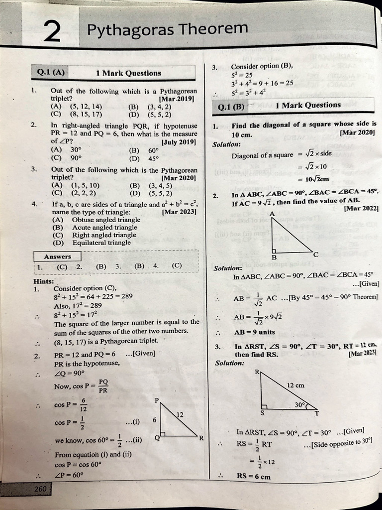 Pythagorean Theorem Practice Questions | PDF | Geometry | Euclidean ...