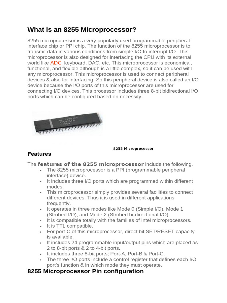 What Is An 8255 Microprocessor | PDF | Input/Output | Computer Engineering
