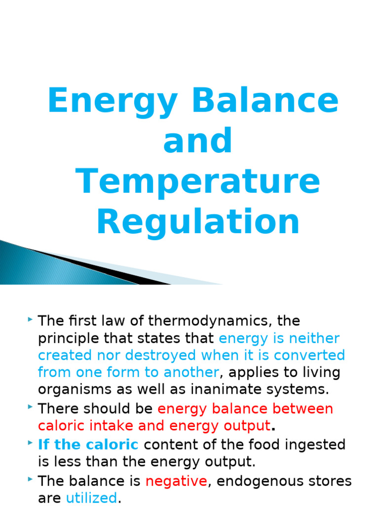 Energy Balance and Temperature Regulation | PDF