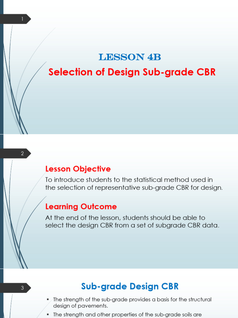 CE 467 Lesson 4B-Selection of Design Subgrade CBR | PDF | Percentile | Statistics