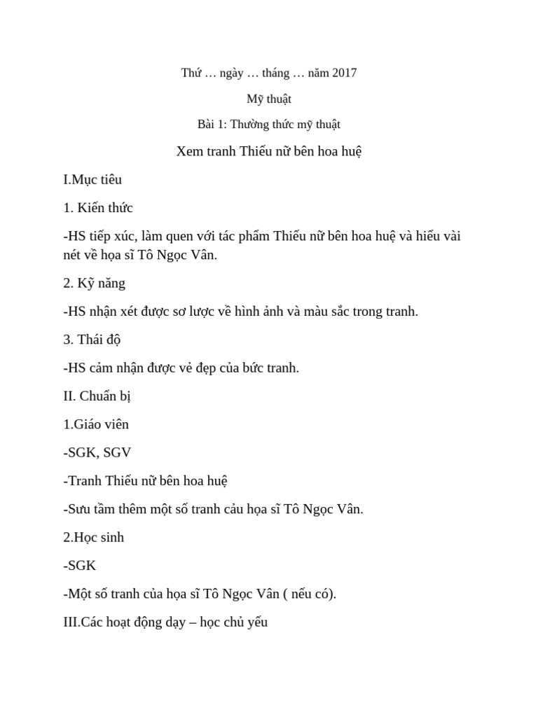 Thuong Thuc Mi Thuat Thieu Nu Ben Hoa Hue | PDF