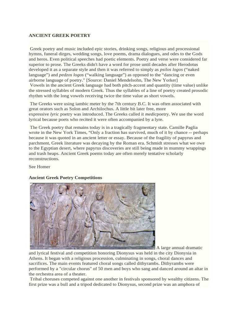 Ancient Greek Poetry | PDF | Homer | Greek Mythology