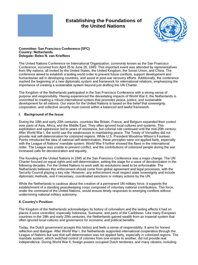 SFC Committee Position Paper. | PDF | United Nations | International ...