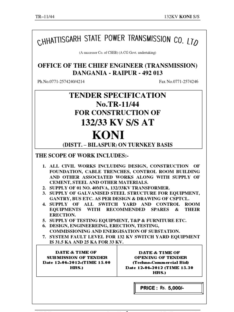 Tender Document KoniFinal | PDF | Electrical Substation | Taxes