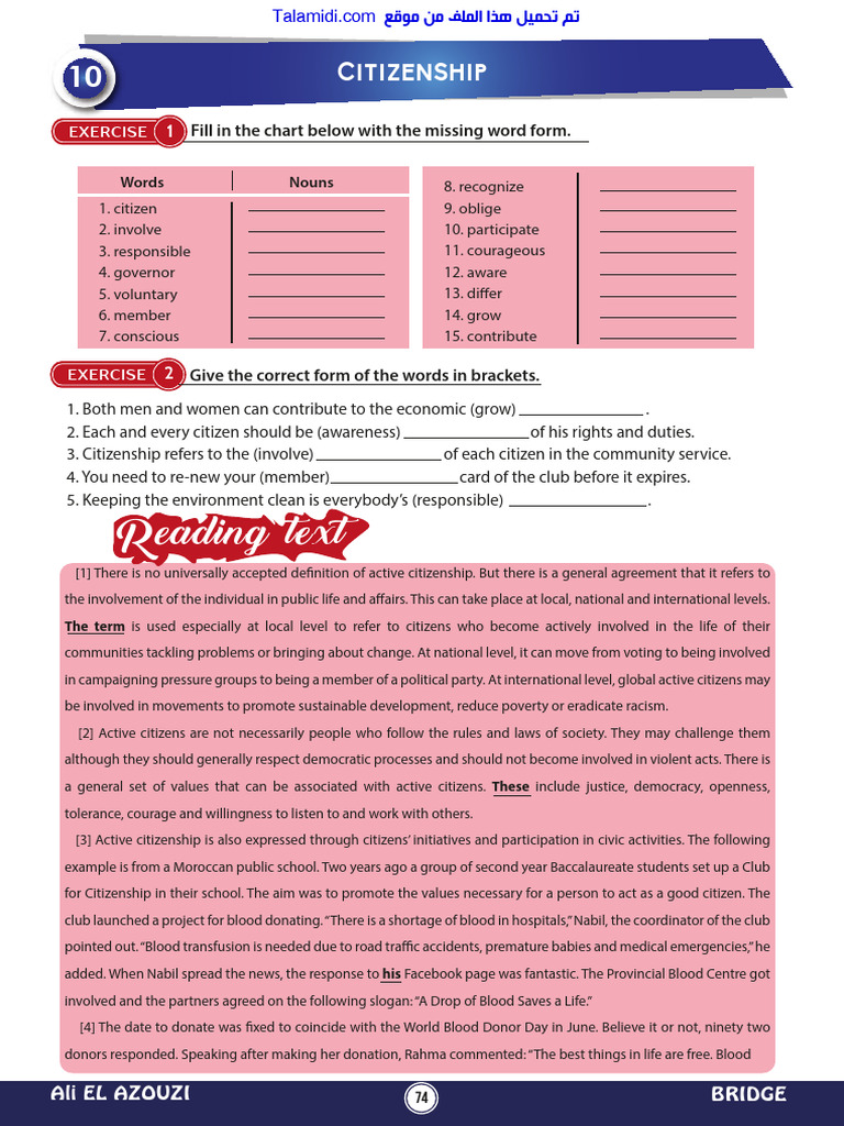 Unit 10 Citizenship Exercises 7 | PDF | Citizenship