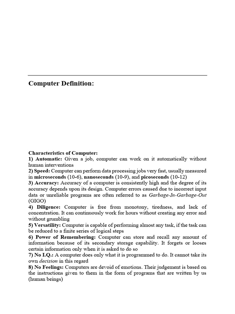 Unit 1 Basics of Computer System | PDF | Computer Data Storage | Random ...