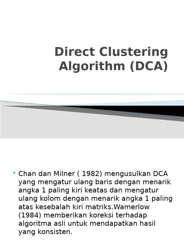 Direct Clustering Algorithm (DCA) Uts | PDF