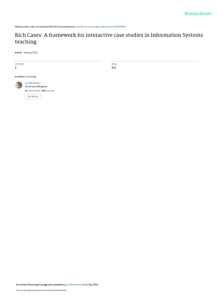 Rich Cases A Framework For Interactive Case Studie | PDF | Human–Computer Interaction | Learning