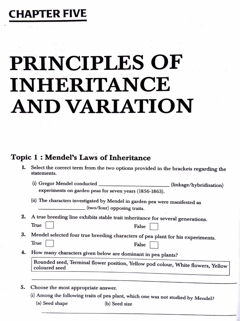Principle of Inheritance and Variation Fib | PDF | Dominance (Genetics ...