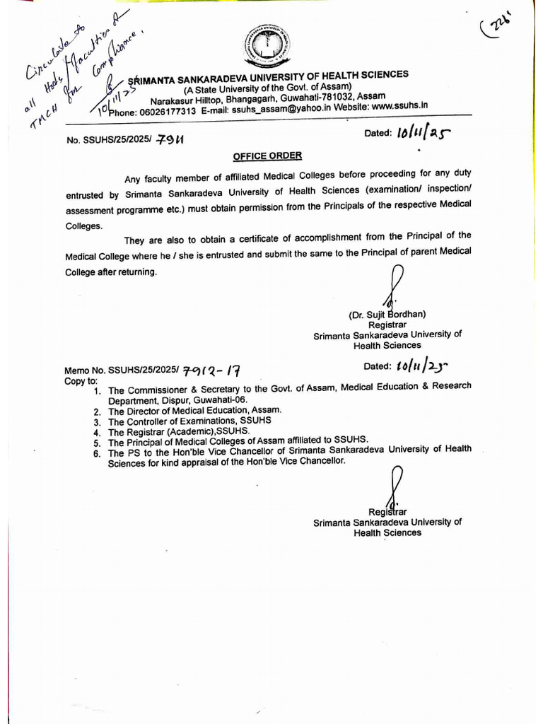 Office Order (Ssuhs) | PDF