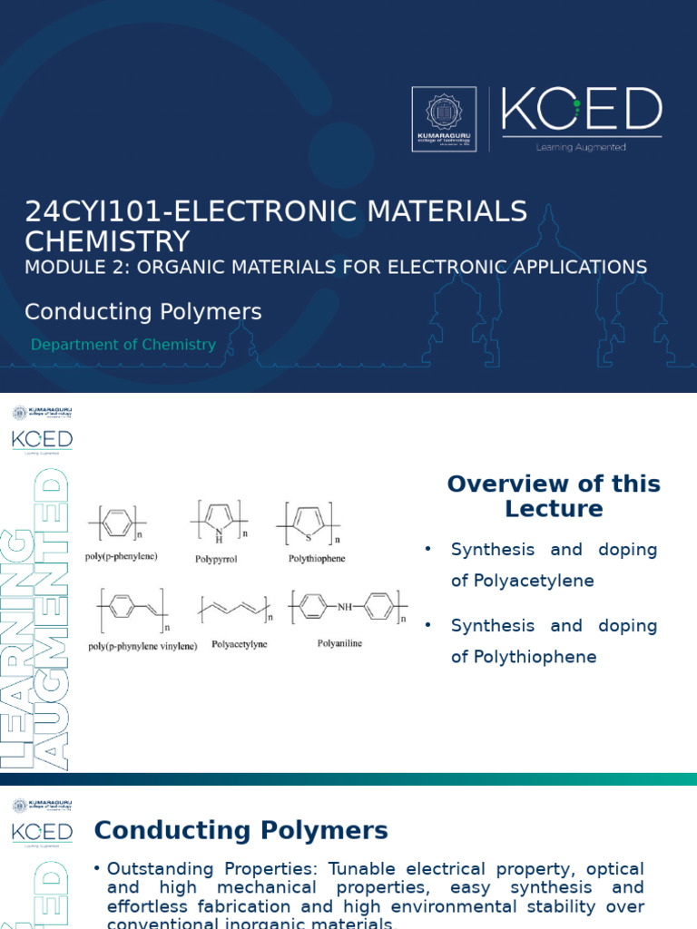 Module 2 Conducting Polymers | PDF | Doping (Semiconductor) | Polymers