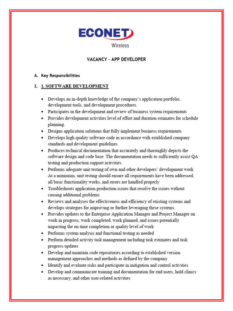 App Developer - Job Advertisement | PDF | Software Development ...