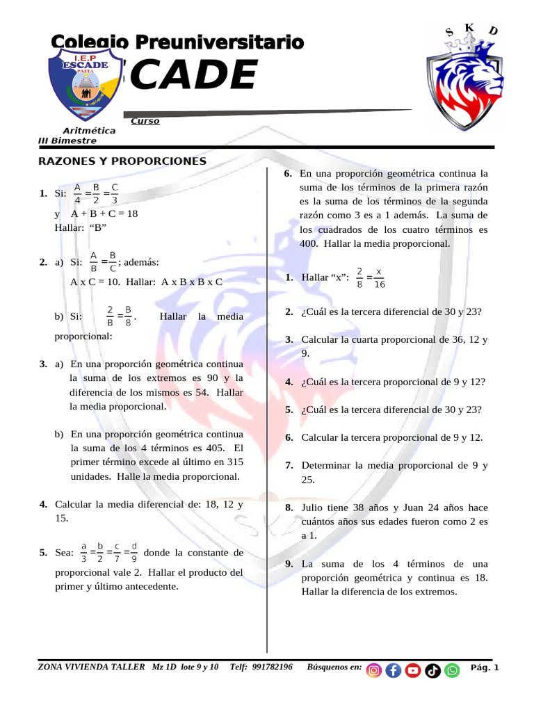 Modulo de Aritmética para 2do de Secundaria 4to Bimestre | PDF | Proporción